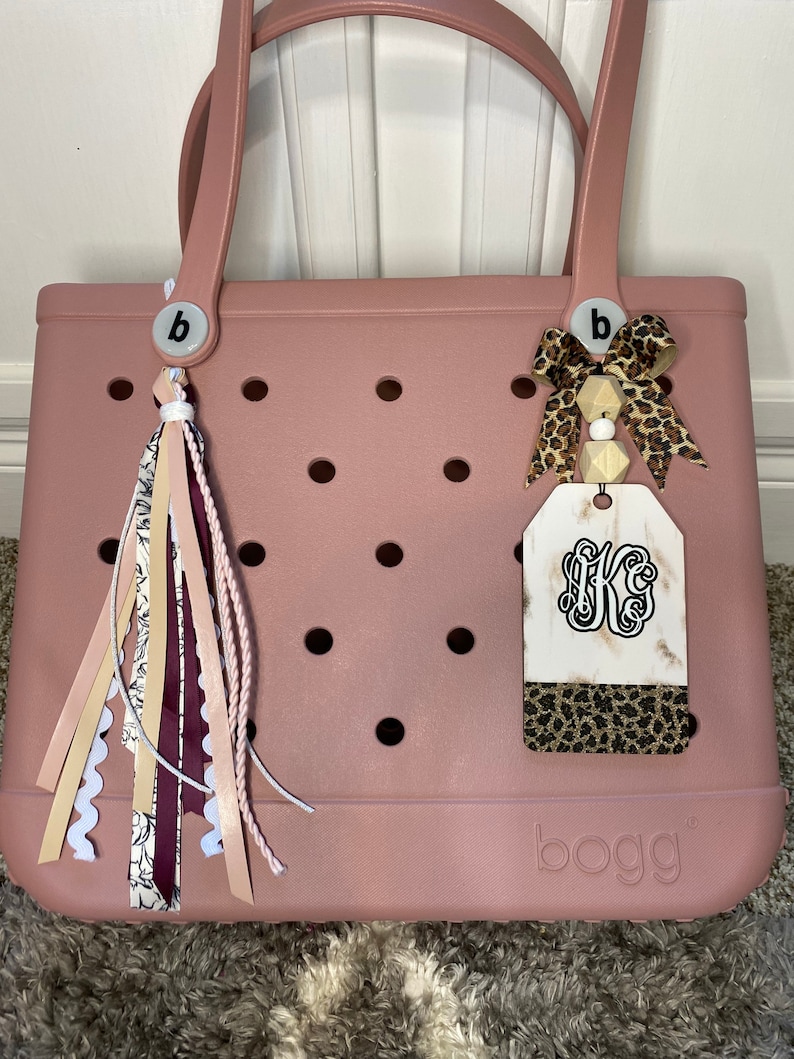 Bogg Bag Tag Monogram Sunflower Scallop Tassel Ribbon / Car - Etsy