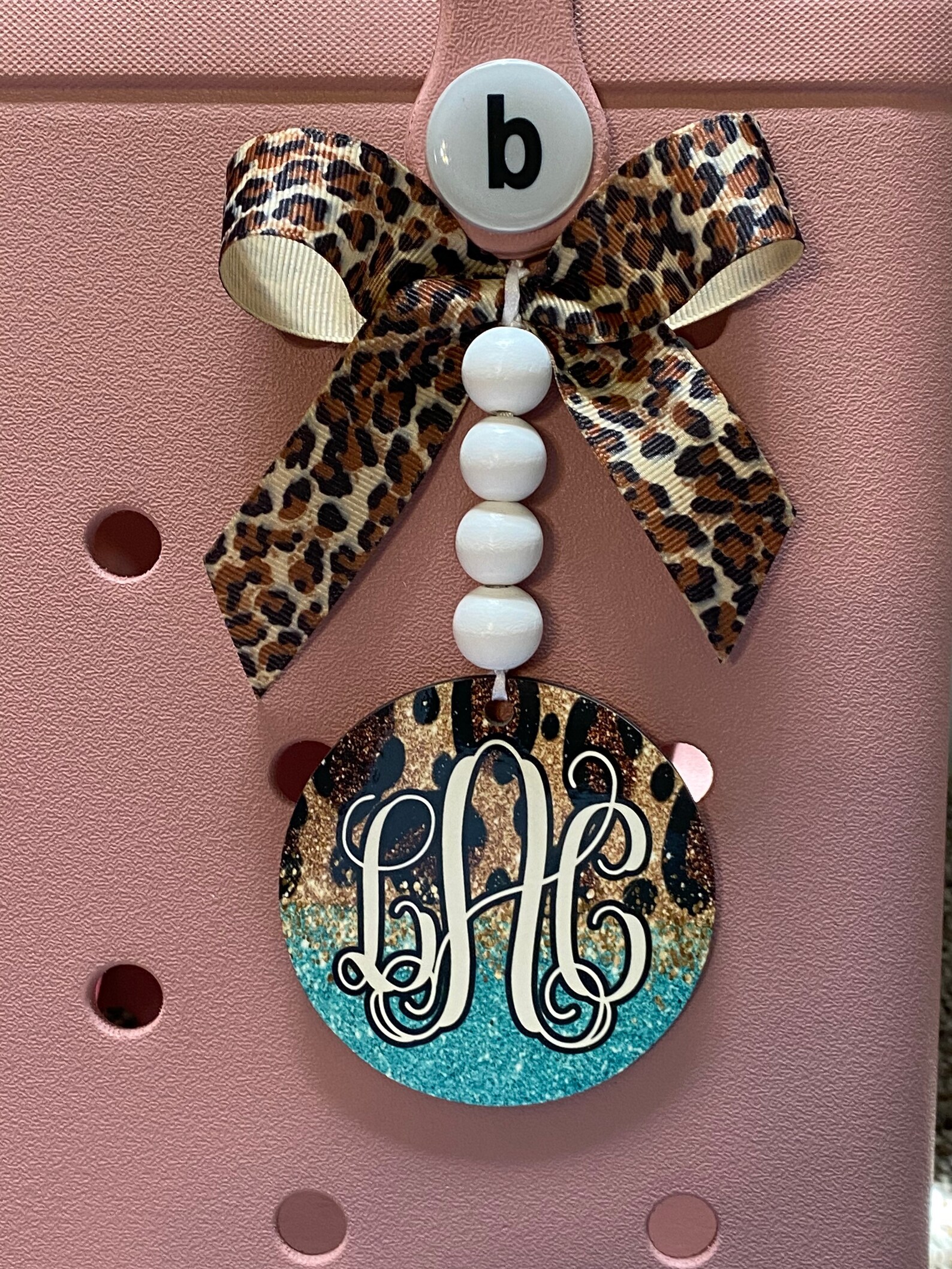 Bogg Bag Tag Monogram Coral Teal Acrylic Leopard Blush Tassel - Etsy