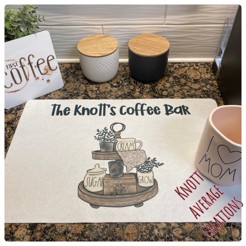 Personalized Coffee Slip Proof Bar Mat Farmhouse Keurig - Etsy