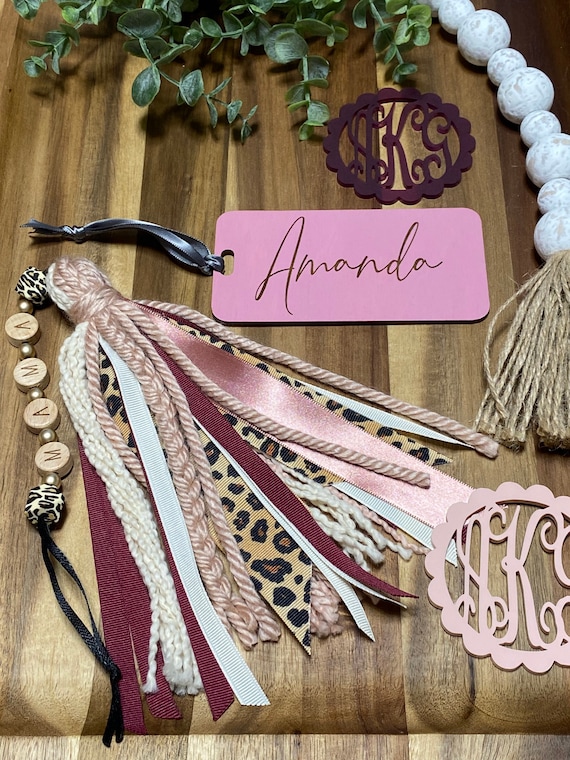 Boho Bogg Bag Tag Name Acrylic/ Monogram Bag Tag / BOHO Tassel - Etsy