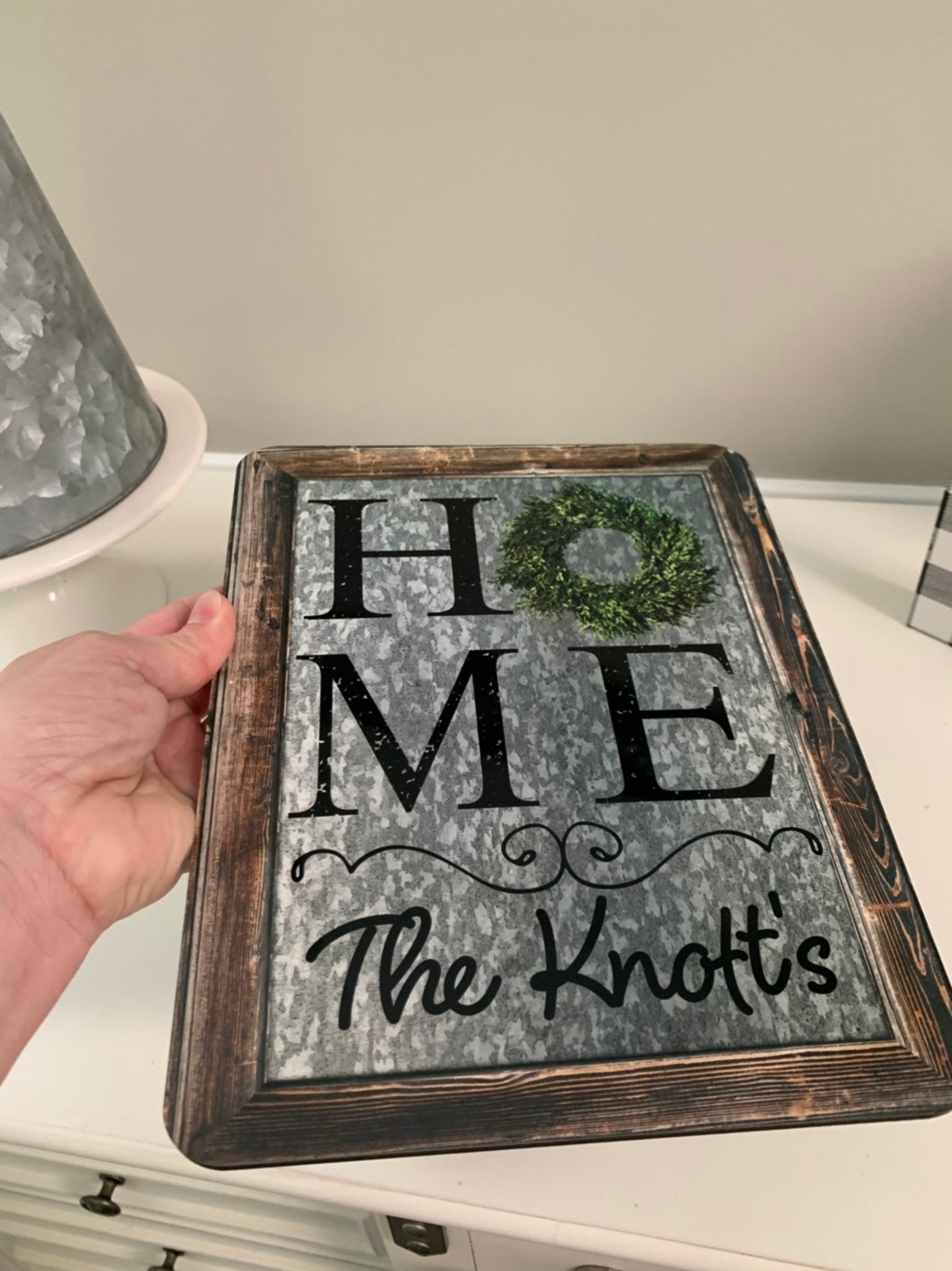 Galvanized Tin Farmhouse Wood Frame Sign Personalized With - Etsy