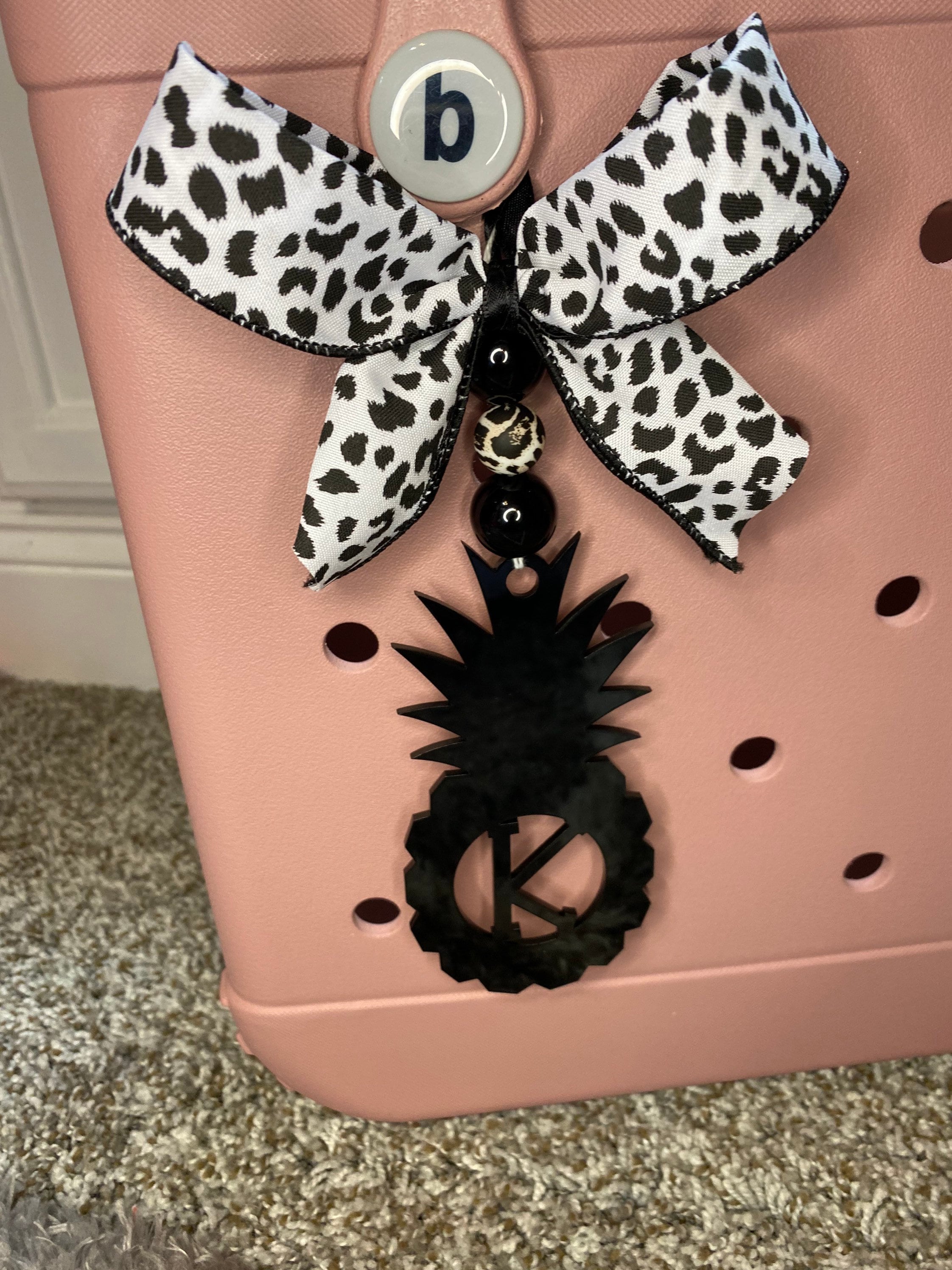 Bogg Bag Tag Monogram Pineapple Black Leopard Ribbon / Car | Etsy