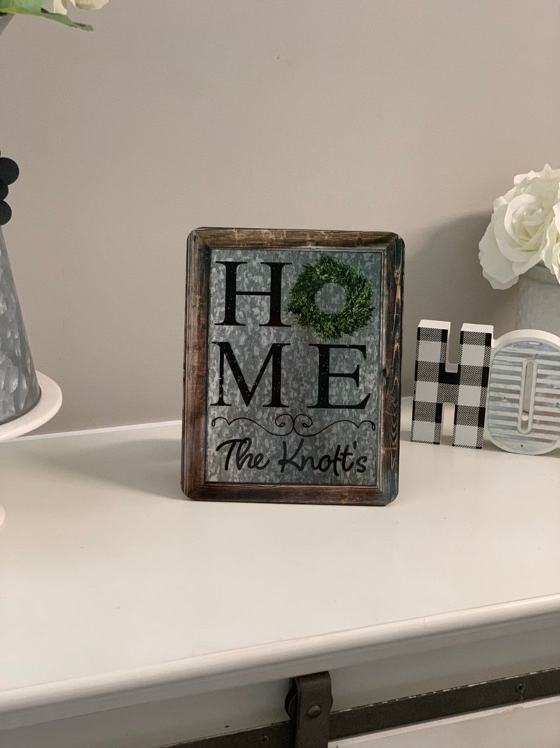 Galvanized Tin Farmhouse Wood Frame Sign Personalized With - Etsy