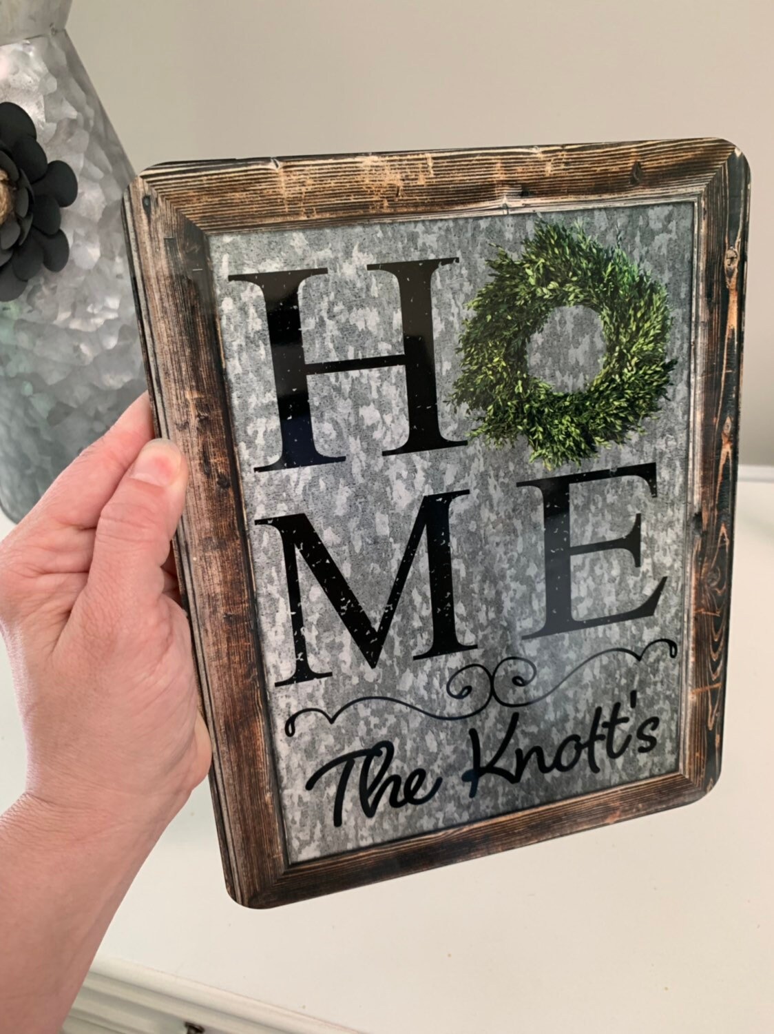 Galvanized Tin Farmhouse Wood Frame Sign Personalized With - Etsy