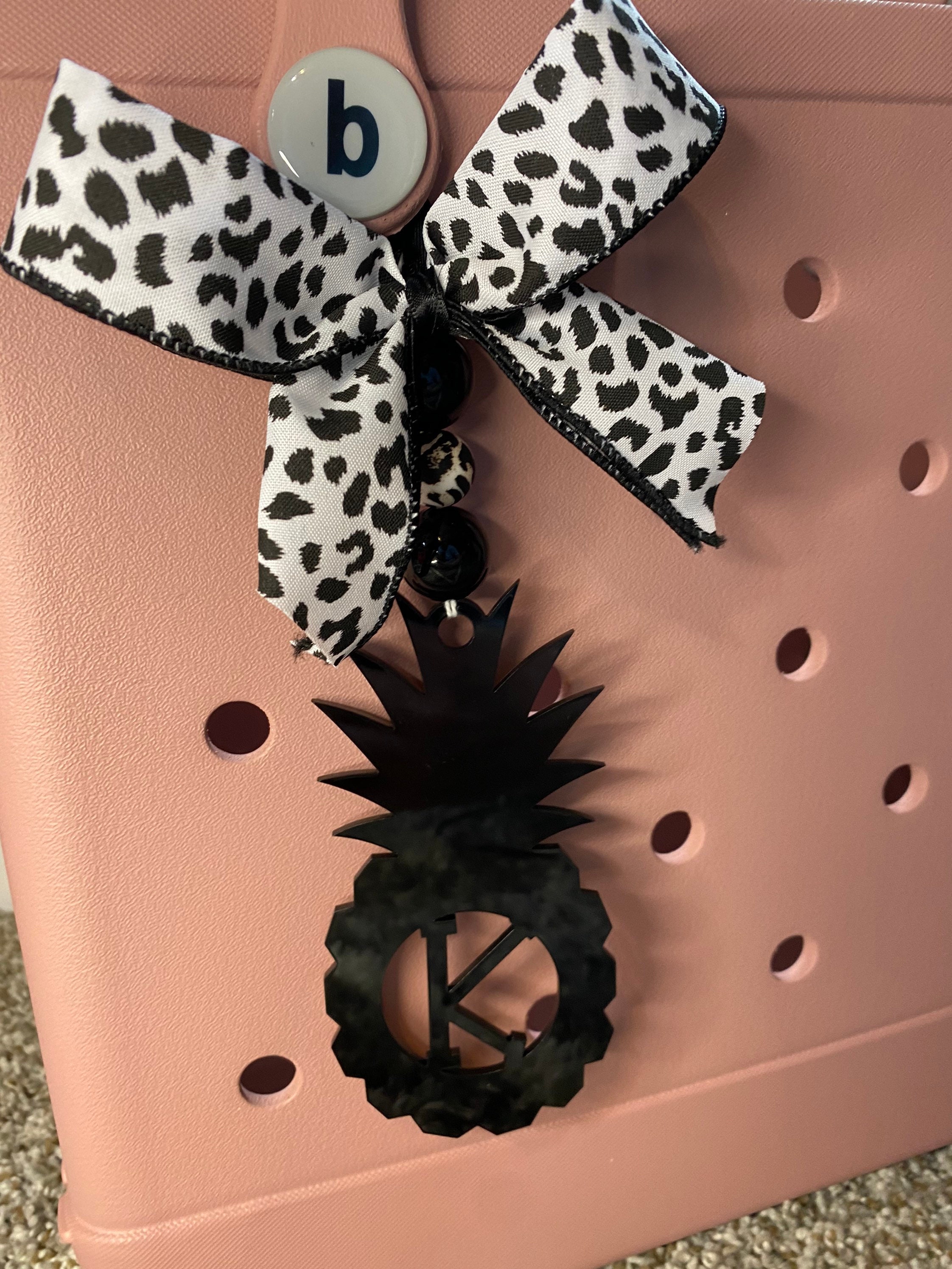 Bogg Bag Tag Monogram Pineapple Black Leopard Ribbon / Car | Etsy