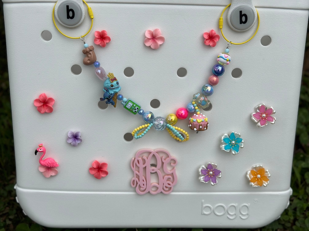 Beaded Bogg Bag Charm: Flamingo, Flowers, Monogrammed Beach Bag Tag - Etsy
