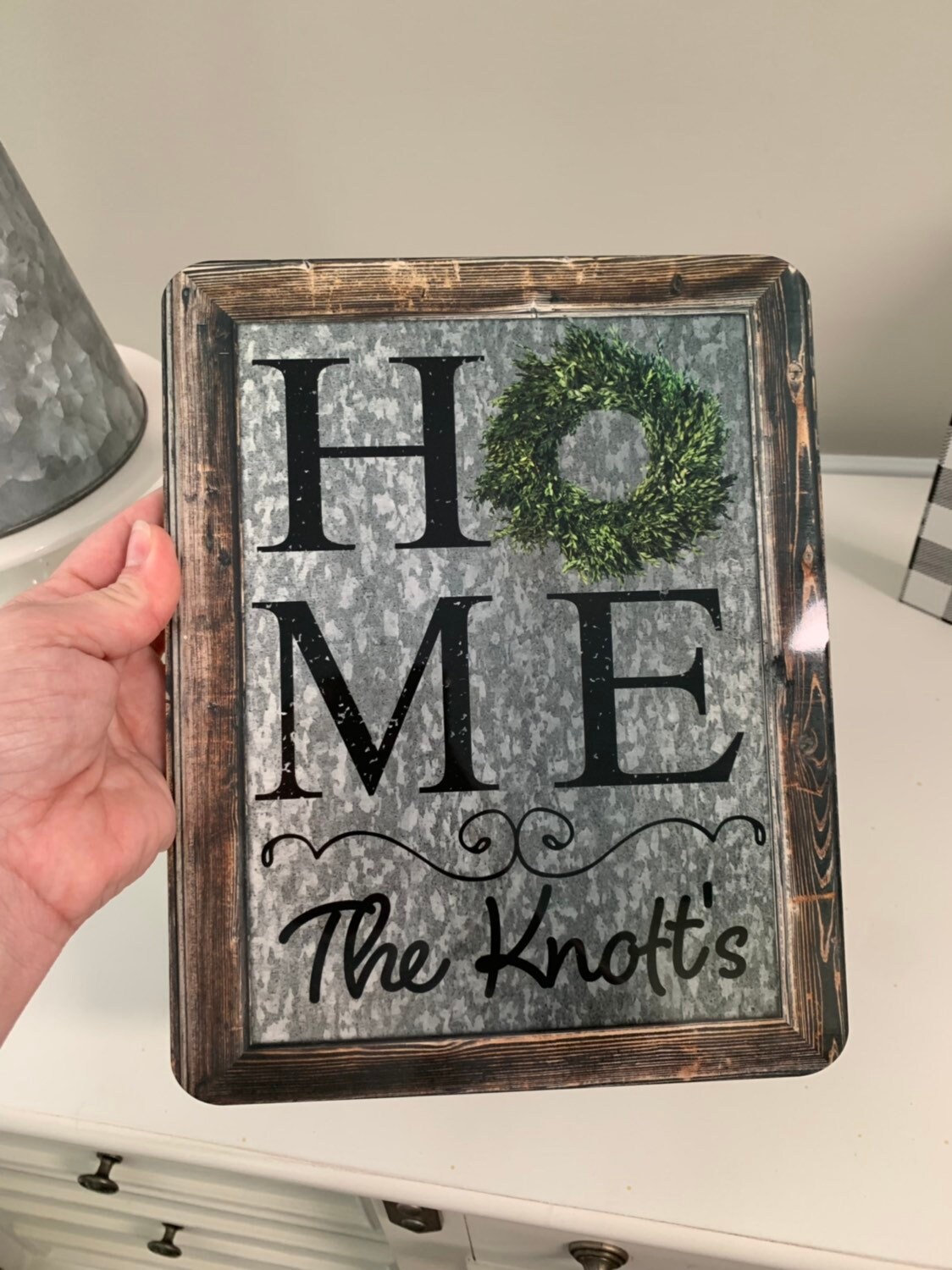Galvanized Tin Farmhouse Wood Frame Sign Personalized With - Etsy
