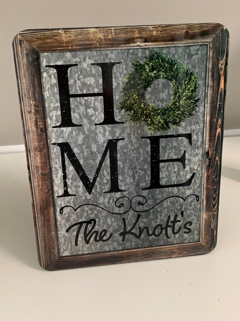 Galvanized Tin Farmhouse Wood Frame Sign Personalized With - Etsy
