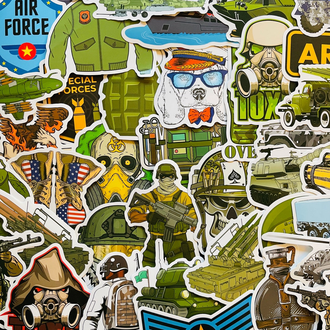 25/50 Vinyl Military Themed Stickers, Die Cut Decal Set, Waterproof ...
