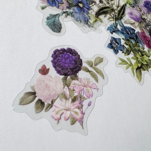 20 Vinyl Transparent Lilac Flower Sticker Pack, Waterproof Reusable Set ...