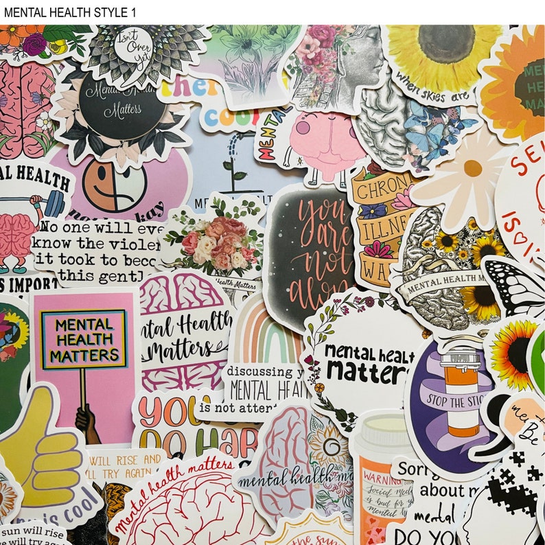 25/50 Vinyl Mental Health Stickers, Die Cut Decal Set, Waterproof ...