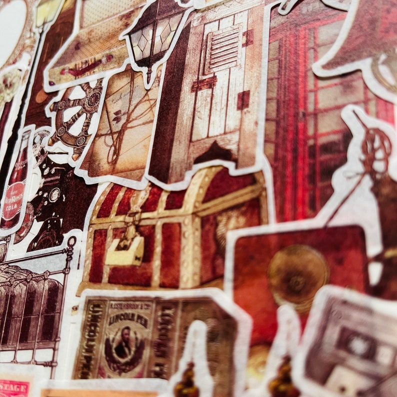 30 Opaque Antique Sticker Pack, Vintage Old Furniture Curios Ephemera ...