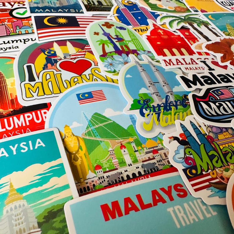 25/50 Vinyl Malaysia Stickers, Die Cut Decal Set, Waterproof Reusable ...