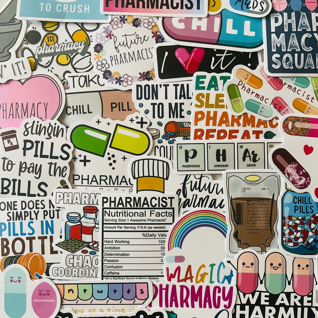 25/50 Vinyl Pharmacist Stickers, Die Cut Decal Set, Waterproof Reusable ...