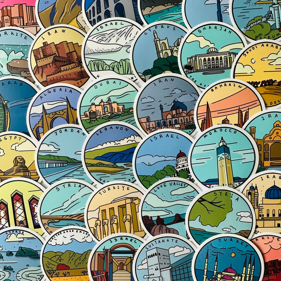 25/50 Vinyl Middle East Badge Stickers, Die Cut Decal, Waterproof ...