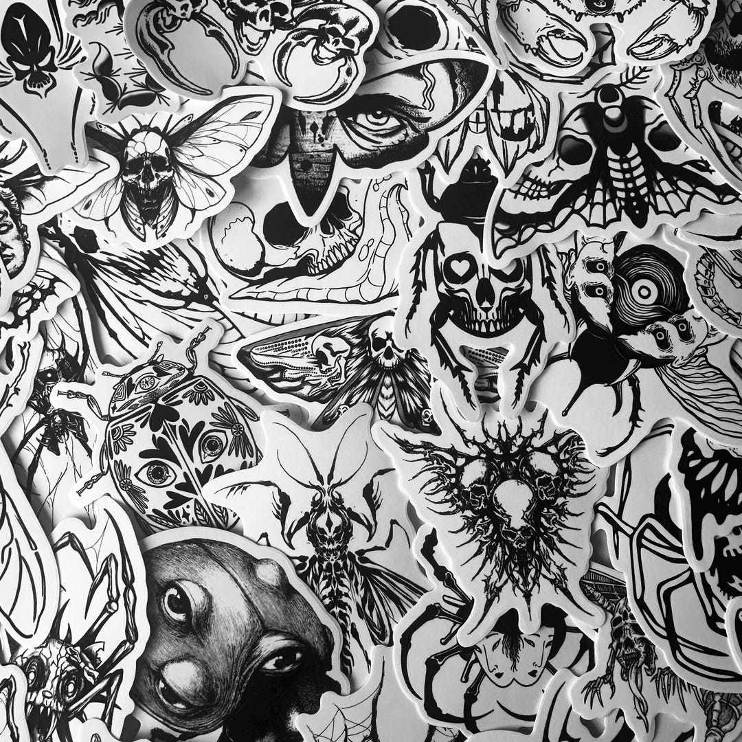 25/50 Vinyl Goth Insects Stickers, Die Cut Decal Set, Waterproof ...