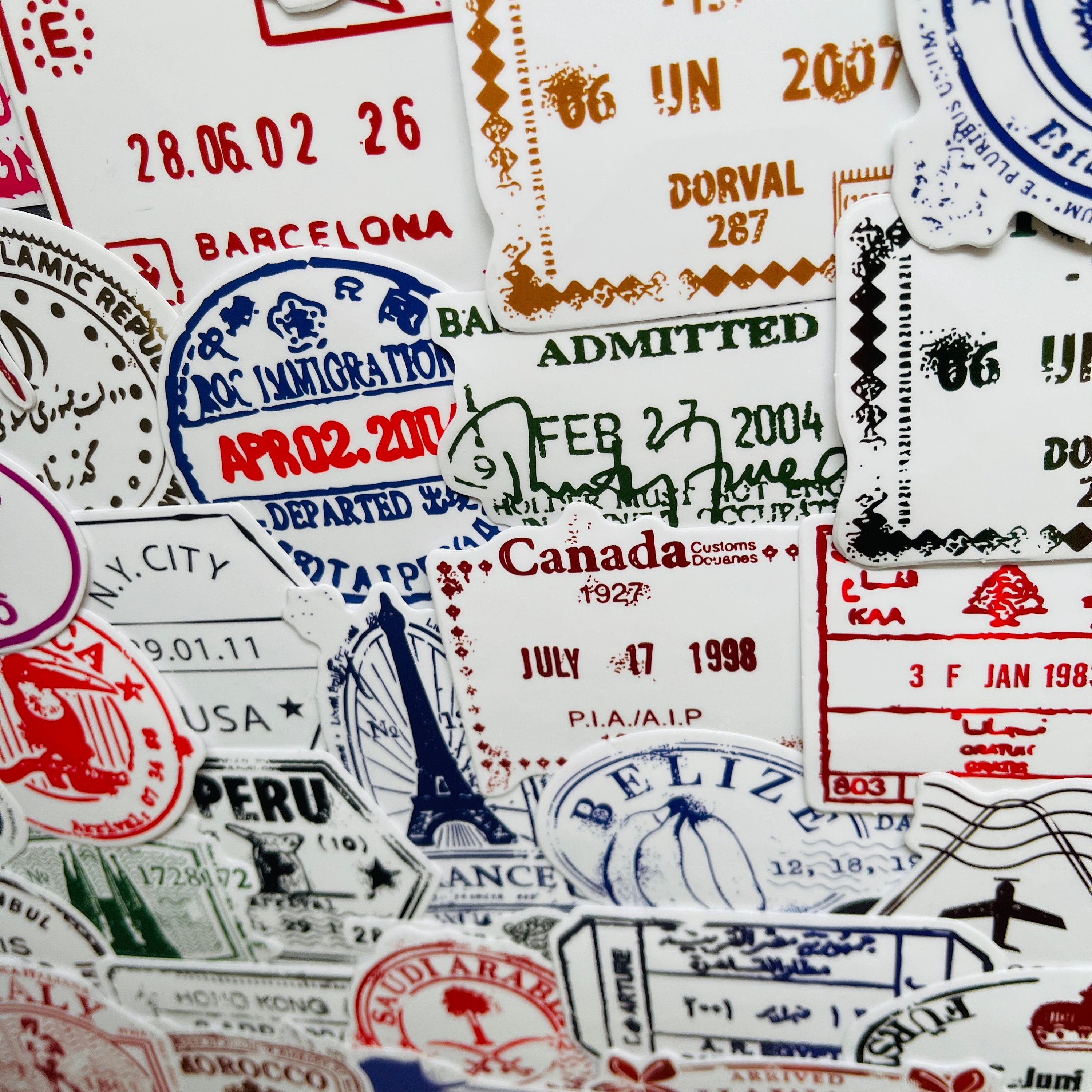 25/50 Vinyl Clear Passport Stamp Stickers Die Cut Decal Set | Etsy