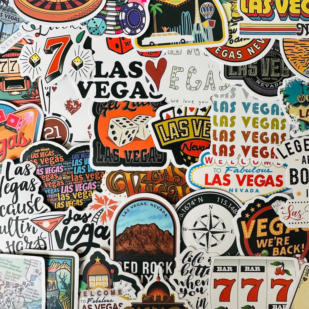 25/50 Vinyl Las Vegas Stickers, Die Cut Decal Set, Waterproof Reusable ...