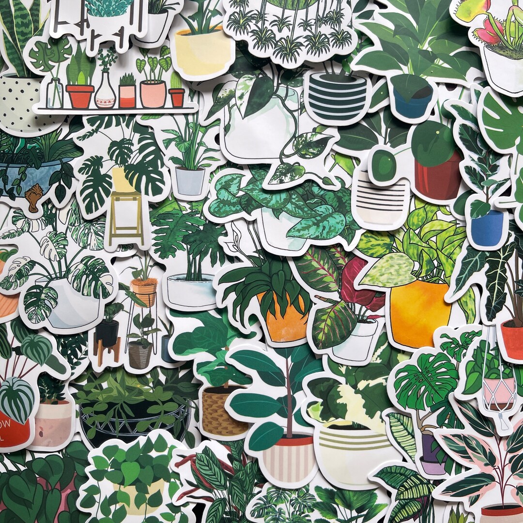 25/50 Vinyl Indoor Plant Stickers, Die Cut Decal Set, Waterproof ...