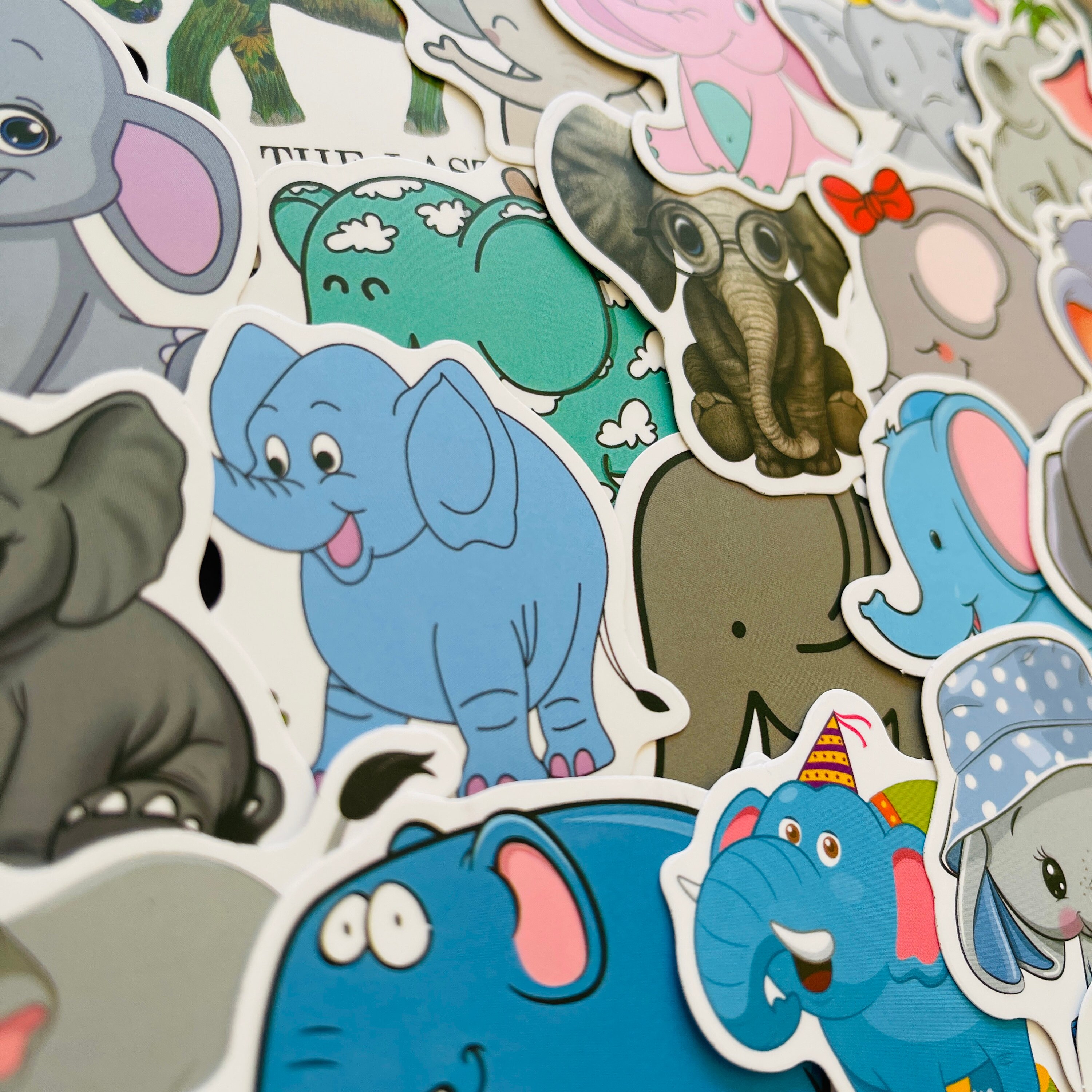 25/50 Vinyl Elephant Stickers, Die Cut Decal Set, Waterproof Reusable ...