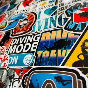 25/50 Vinyl Diving Sticker Pack, Die Cut Decal Set, Waterproof Reusable ...