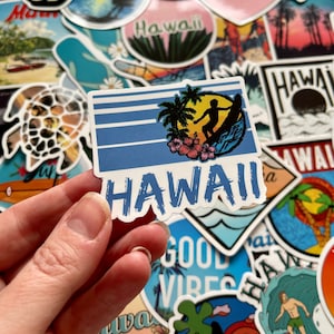25/50 Vinyl Hawaii Stickers, Die Cut Decal Set, Waterproof Reusable, HI ...