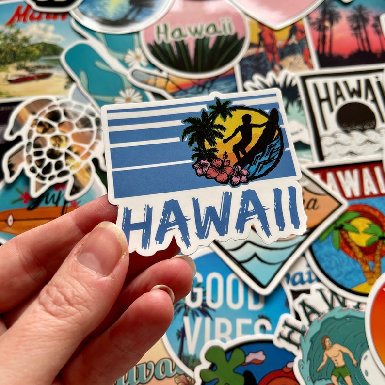 25/50 Vinyl Hawaii Stickers, Die Cut Decal Set, Waterproof Reusable, HI ...