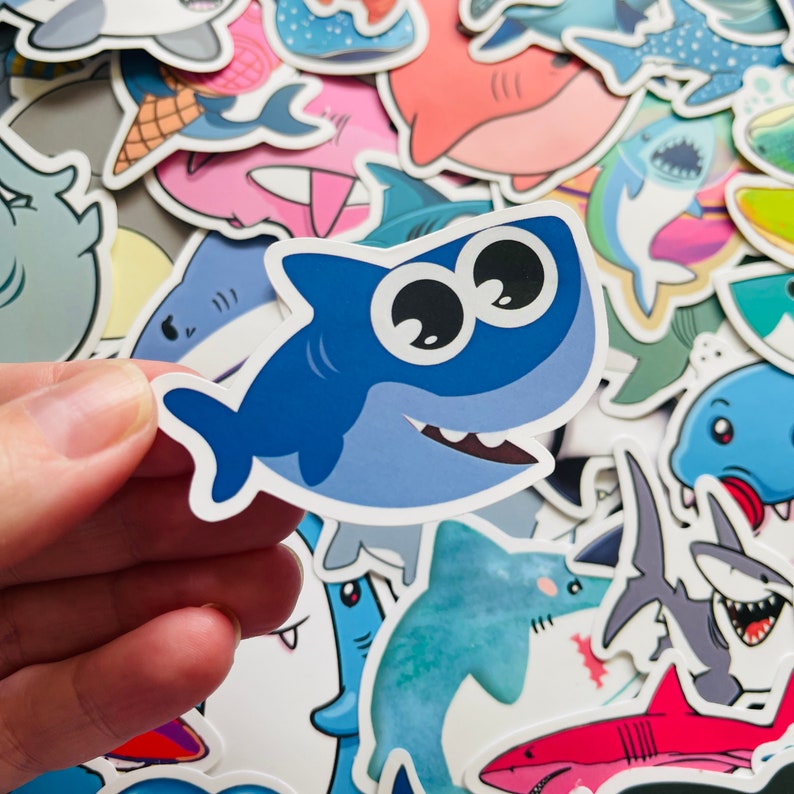 25/50 Vinyl Shark Attack Stickers Die Cut Decal Set - Etsy