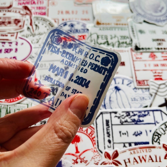 25/50 Vinyl Clear Passport Stamp Stickers Die Cut Decal Set | Etsy