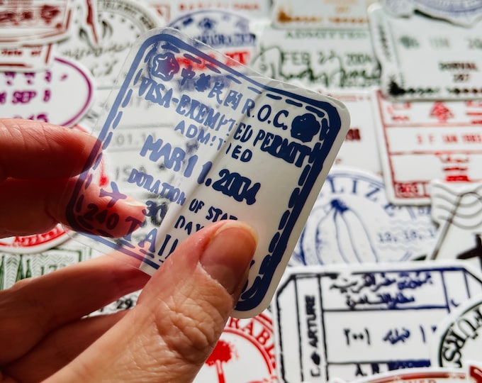 50 Transparent Passport Stamp Sticker Pack With 50 Vinyl Clear Tourist ...