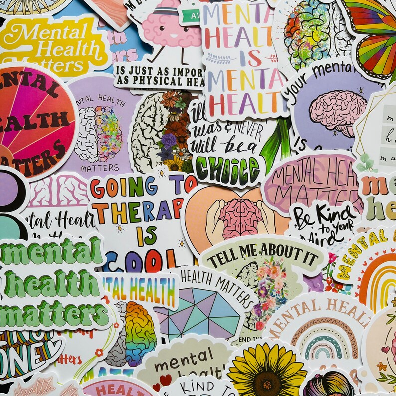 25/50 Vinyl Mental Health Stickers, Die Cut Decal Set, Waterproof ...