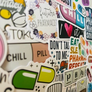 25/50 Vinyl Pharmacist Stickers, Die Cut Decal Set, Waterproof Reusable ...