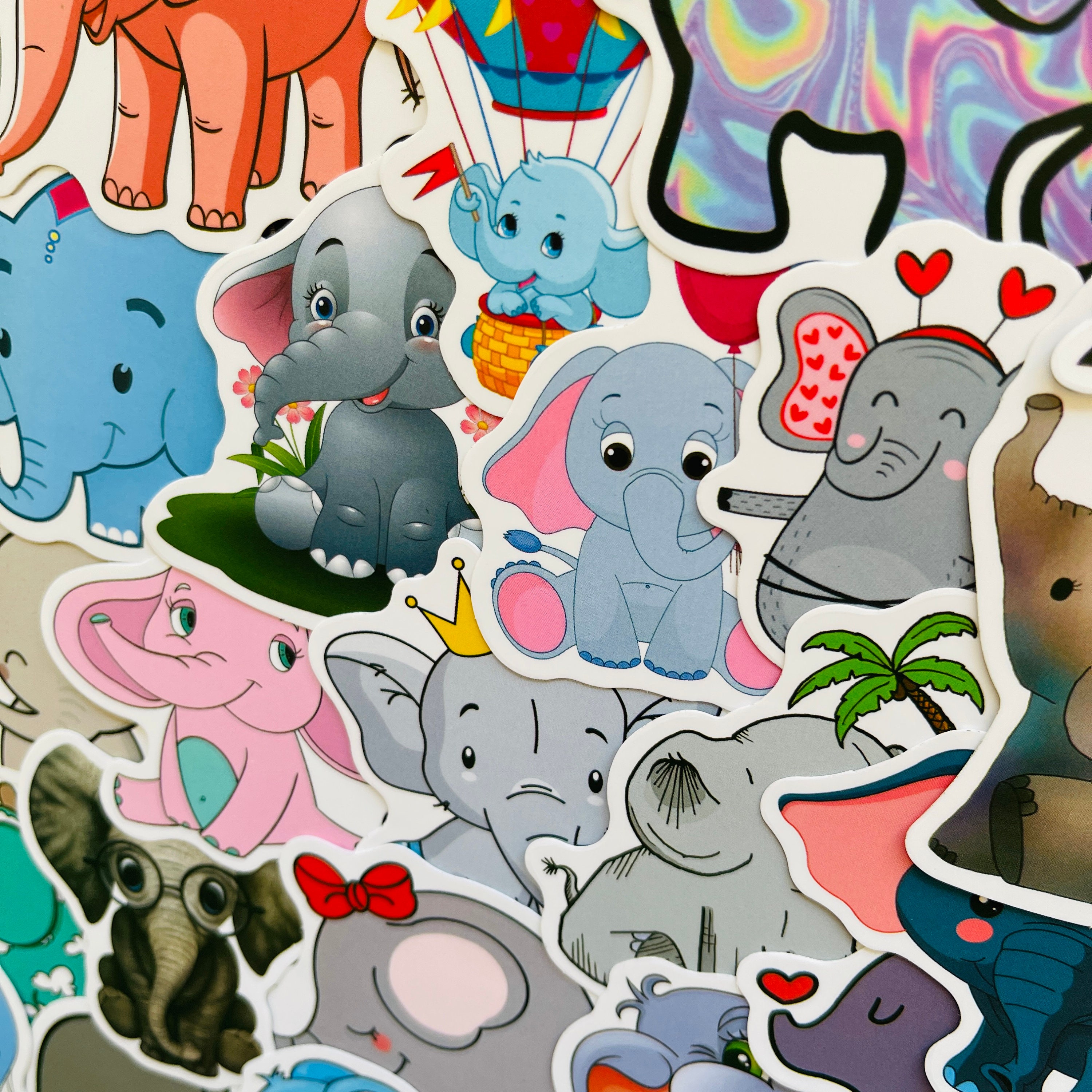 25/50 Vinyl Elephant Stickers, Die Cut Decal Set, Waterproof Reusable ...