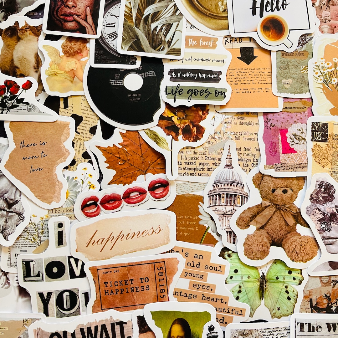 25/50 Vinyl Antique Scrapbook Stickers, Die Cut Decal Set, Waterproof ...