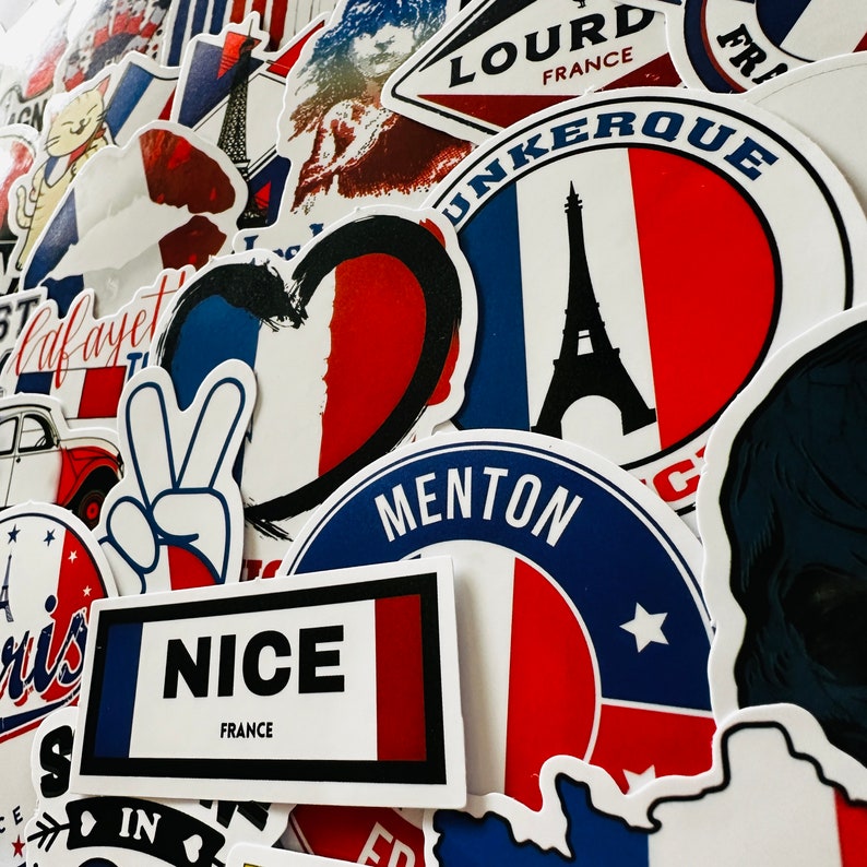 25/50 Vinyl France Stickers, Die Cut Decal Set, Waterproof Reusable ...