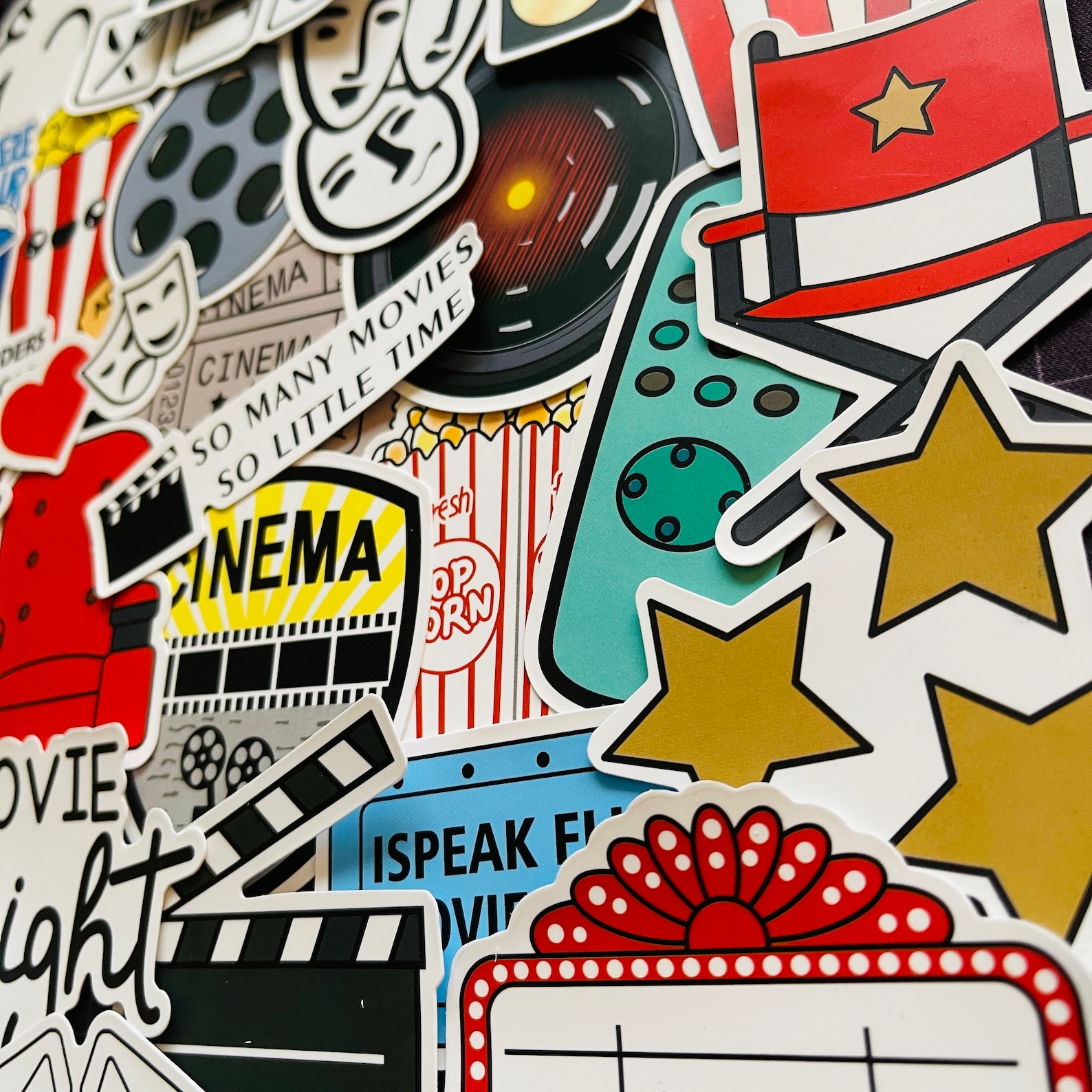 25/50 Vinyl Movie Night Stickers, Die Cut Decal Set, Waterproof ...