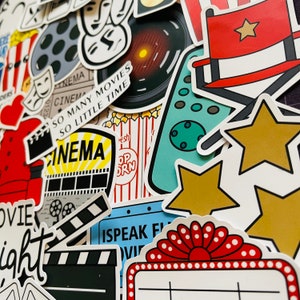 25/50 Vinyl Movie Night Stickers, Die Cut Decal Set, Waterproof ...