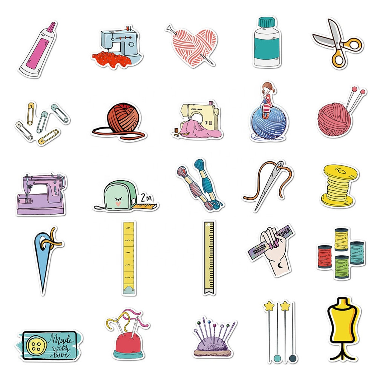 25/50 Vinyl Craft Theme Stickers, Die Cut Decal Set, Waterproof ...