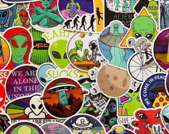 25/50 Vinyl Funny Alien Stickers Die Cut Decal Set | Etsy