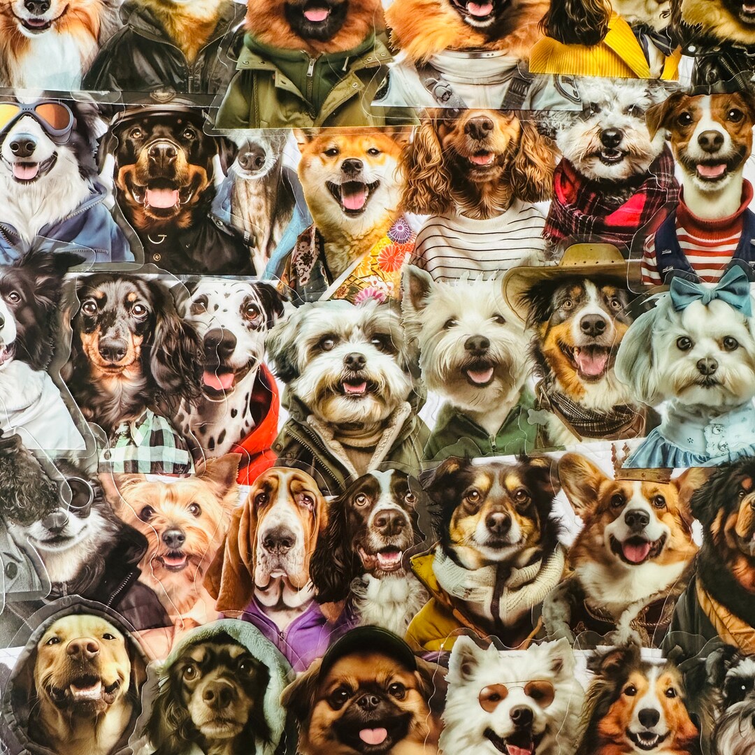 25/50 Vinyl Transparent Dog Sticker Pack, Waterproof Reusable Set ...