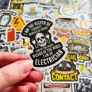 25/50 Vinyl Electrician Stickers, Die Cut Decal Set, Waterproof ...