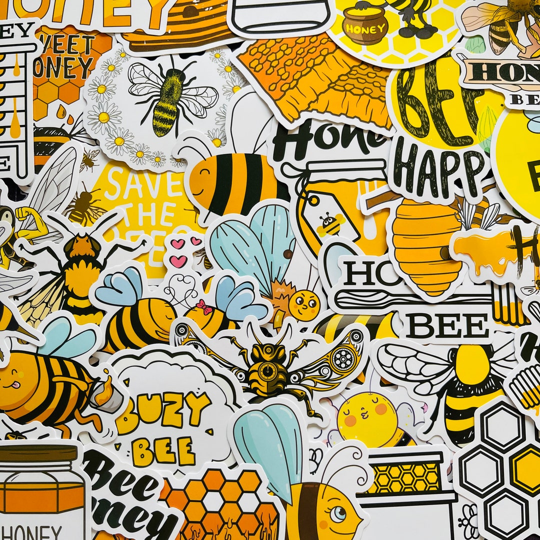 25/50 Vinyl Busy Bee Stickers, Die Cut Decal Set, Waterproof Reusable ...