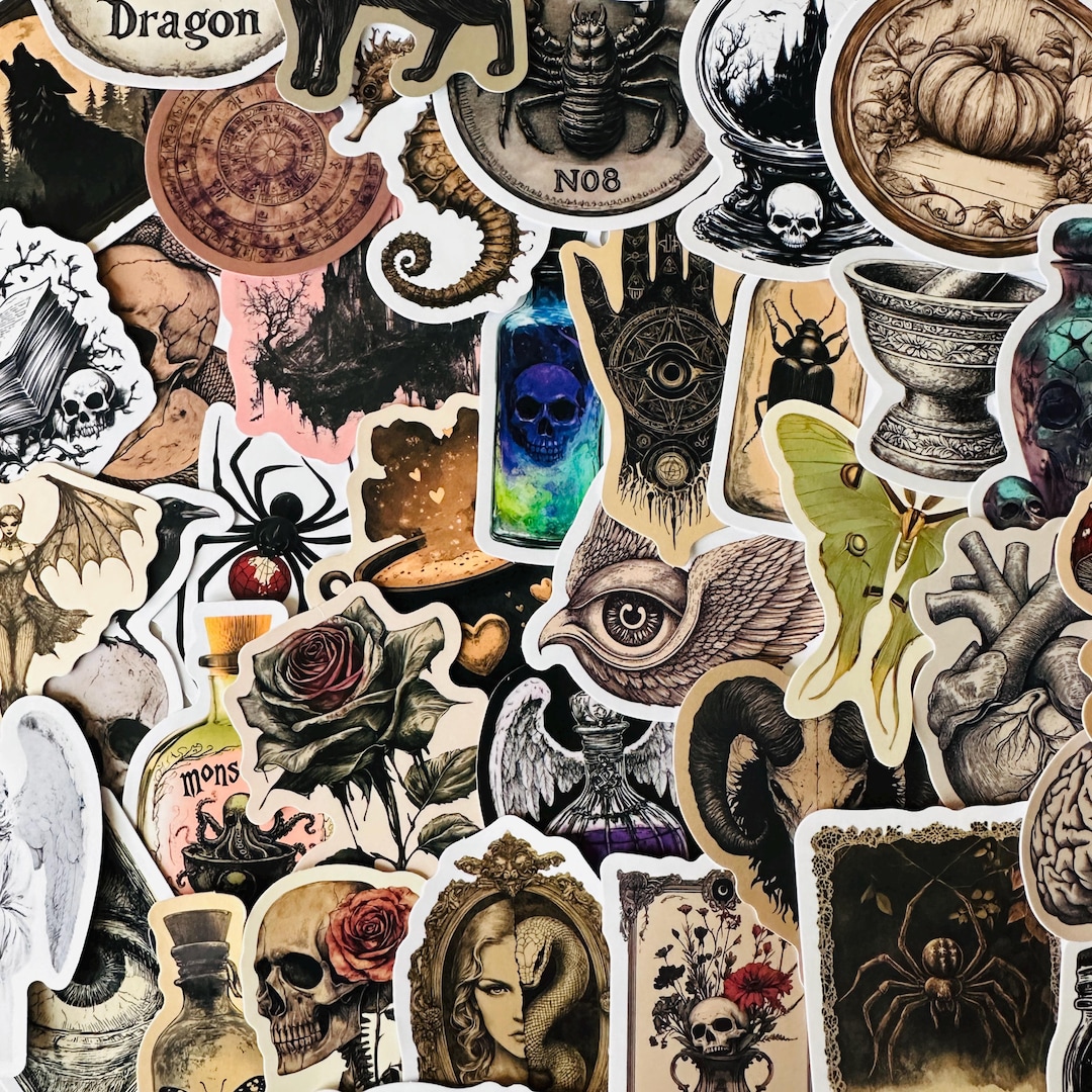 25/50 Vinyl Dark Vintage Potion Labels Stickers, Die Cut Decal Set ...