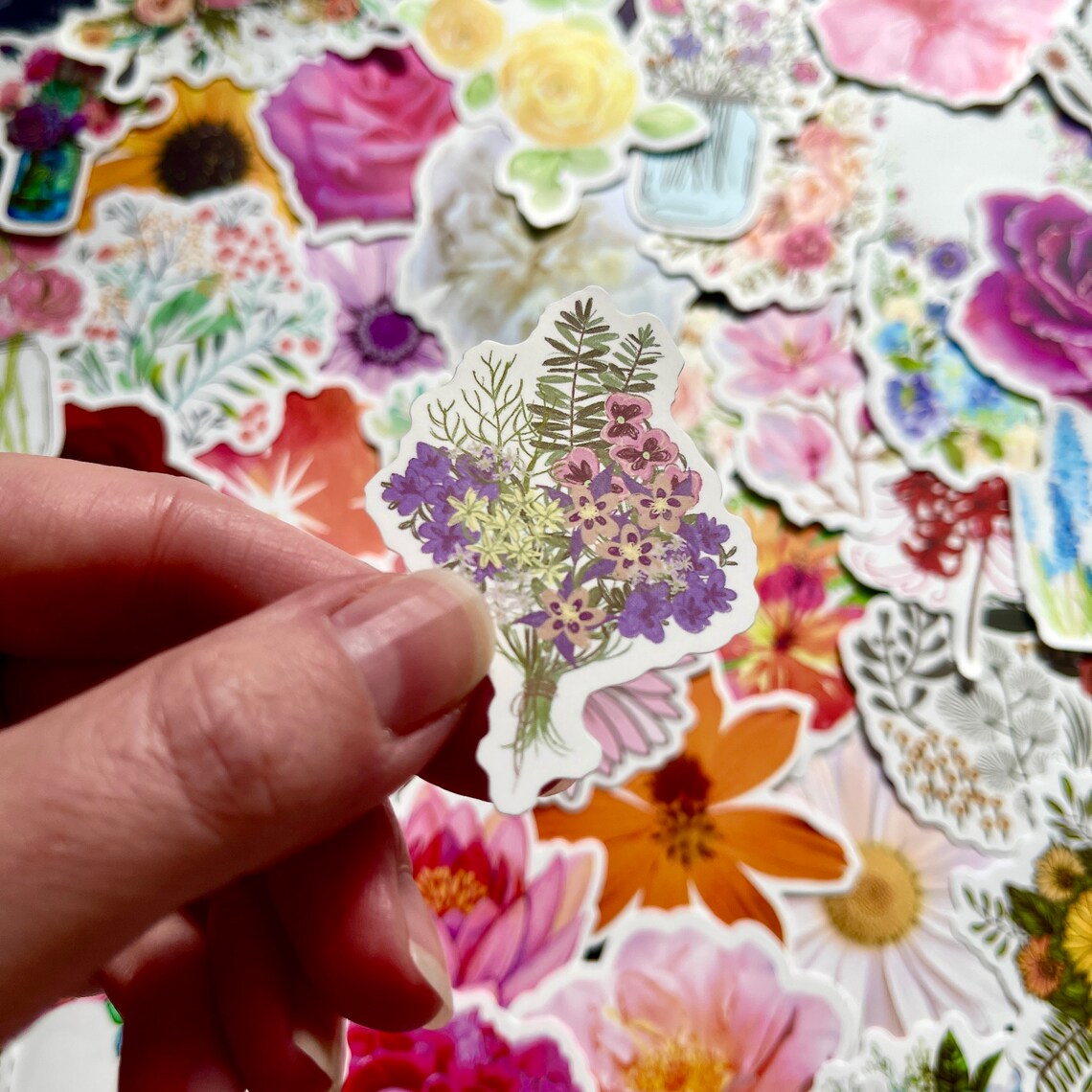 25/50 Vinyl Flower Stickers Die Cut Decal Set Waterproof | Etsy