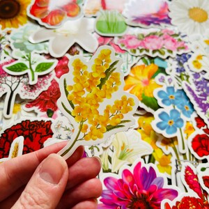 25/50 Vinyl Flower Stickers, Die Cut Decal Set, Waterproof Reusable ...