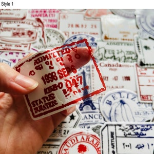 25/50 Vinyl Clear Passport Stamp Stickers, Die Cut Decal Set ...