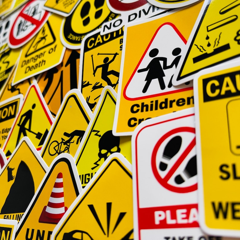 25/50 Vinyl Warning Sign Stickers Die Cut Decal Set - Etsy