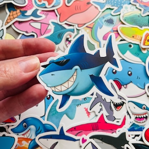 25/50 Vinyl Shark Attack Stickers, Die Cut Decal Set, Waterproof ...