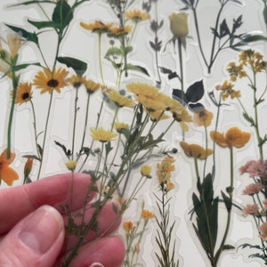 20 Vinyl Transparent Wildflower Sticker Pack, Waterproof Reusable Set ...