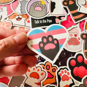 30/60 Vinyl Cat Paw Print Stickers, Die Cut Decal Set, Waterproof ...